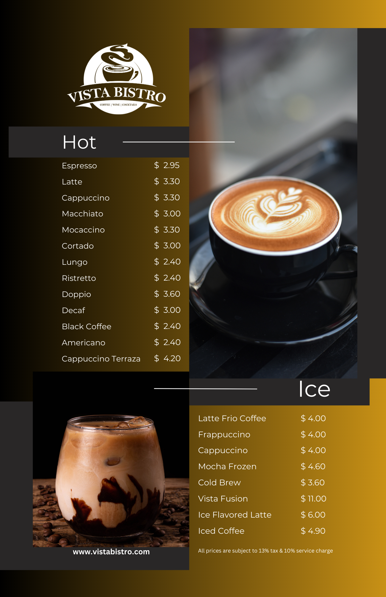 Menu - Vista Bistro Cafe